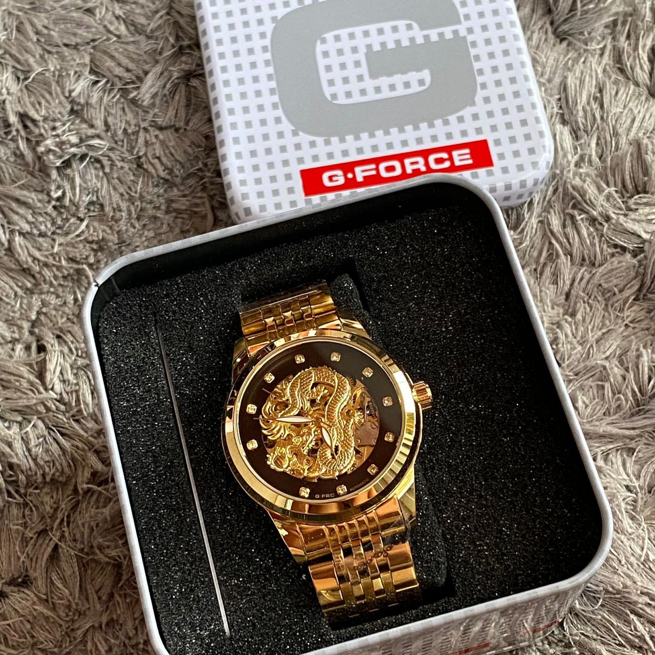 Reloj G Force Automatico Dorado Fondo Negro – Aravegas